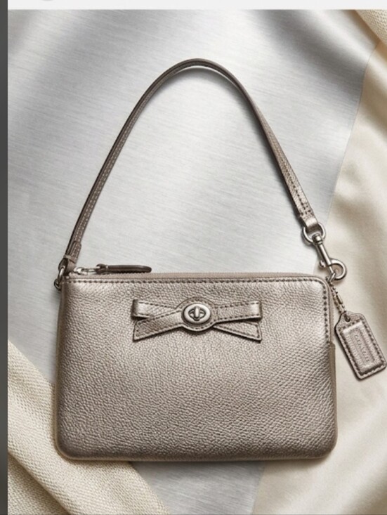 Coach | Bags | Coach Metallic Silver Leather Wristlet | Poshmark